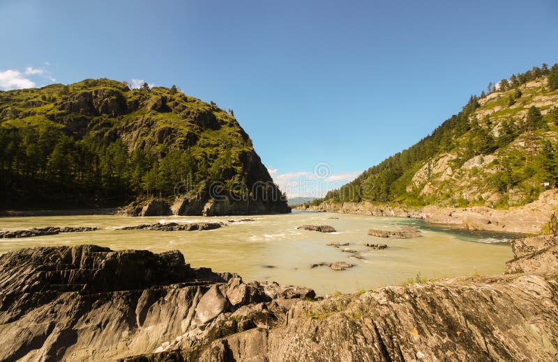 Merging of Two Rivers in the Mountains Stock Photo - Image of altai ...