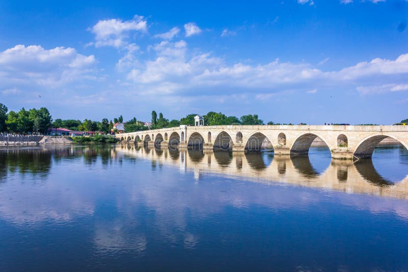 The Meric Bridge on Meric River in Edirne City Turkey Stock Image ...