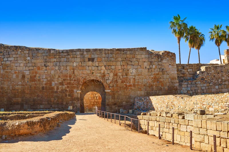 Merida Alcazaba in Spagna Badajoz Estremadura Immagine Stock - Immagine ...