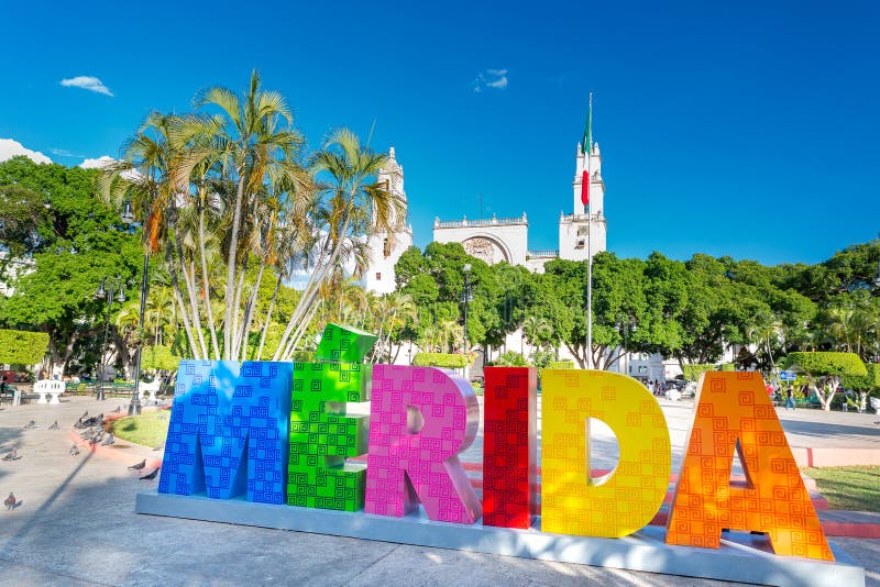 Merida, Mexico. Colorful Letters. Stock Image - Image of downtown ...