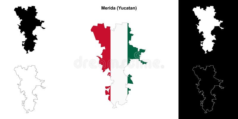 Merida outline map stock vector. Illustration of yucatan - 380075385