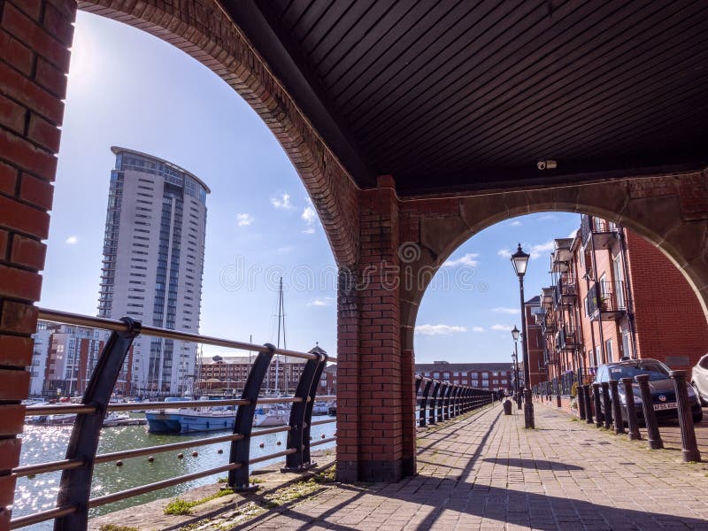 Meridian Tower and Victoria Quay. Editorial Stock Image - Image of ...