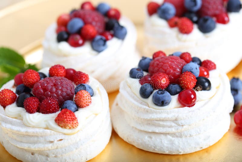 Meringue with berries stock photo. Image of pastry, fruit - 146914726