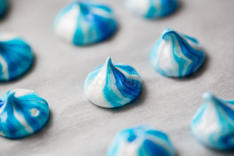 Meringue-a Dessert White and Blue Color. Cooking Process Stock Image ...