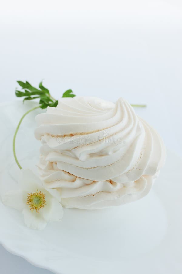 Meringue with flowers stock image. Image of homemade - 39128087