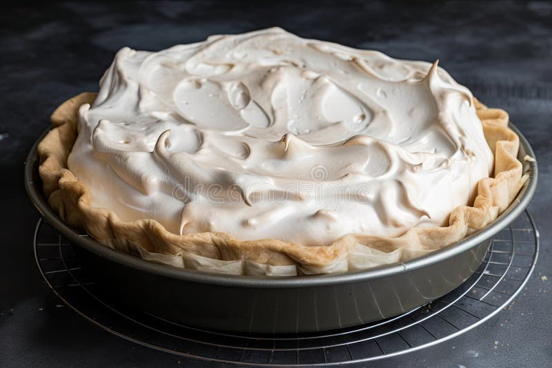 Meringue Layer on a Pie, with Flaky Crust Visible Underneath Stock ...