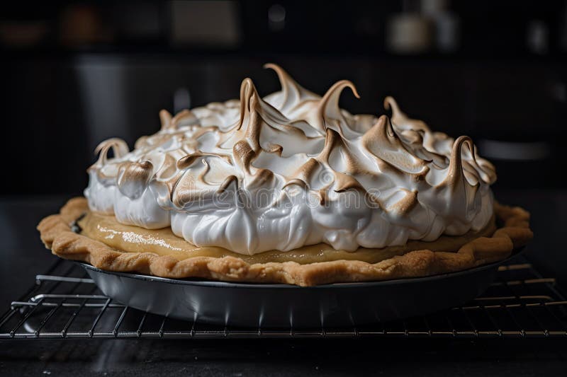 Meringue Layer on a Pie, with Flaky Crust Visible Underneath Stock ...