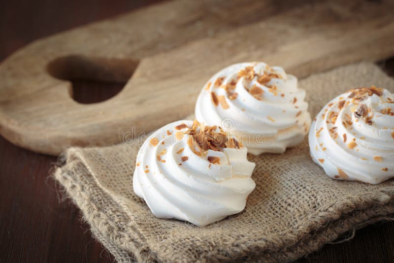 Meringue with Toasted Almonds Stock Image - Image of delicious, dessert ...