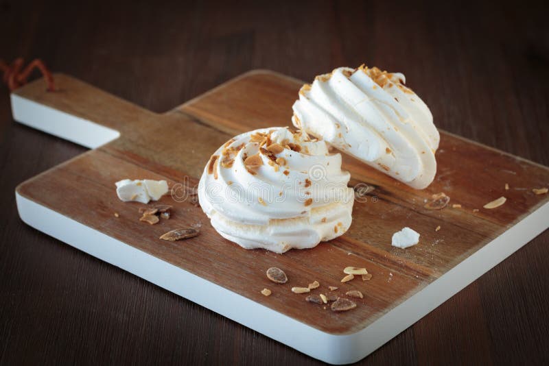 Meringue with Toasted Almonds Stock Image - Image of sweet, pastry ...