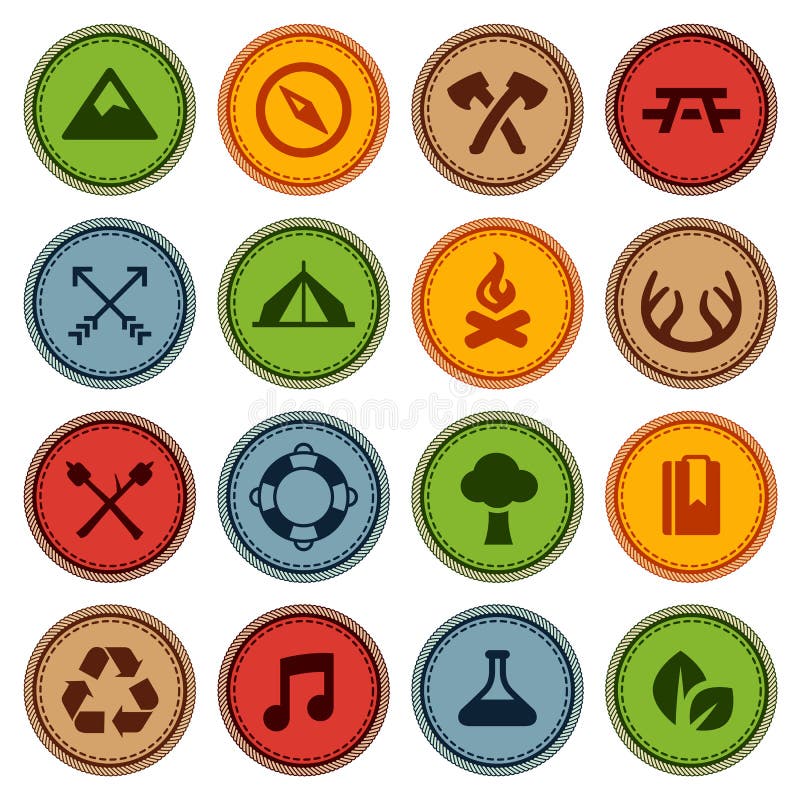 Merit badges stock vector. Illustration of brown, arrow - 23700264