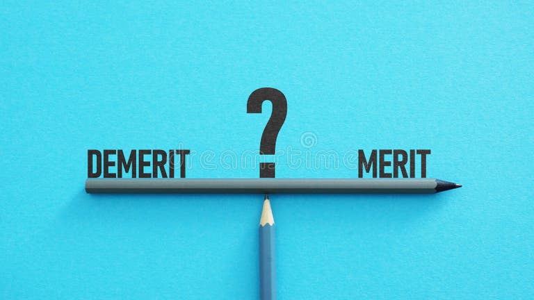Merit or Demerit are Shown Using the Text on Scales Stock Image - Image ...