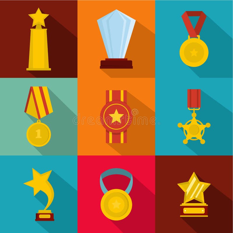 Merit Icons Set, Outline Style Stock Illustration - Illustration of ...