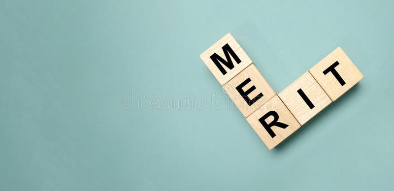 MERIT Wooden Blocks with "MERIT" Text of Concept Stock Image - Image of ...