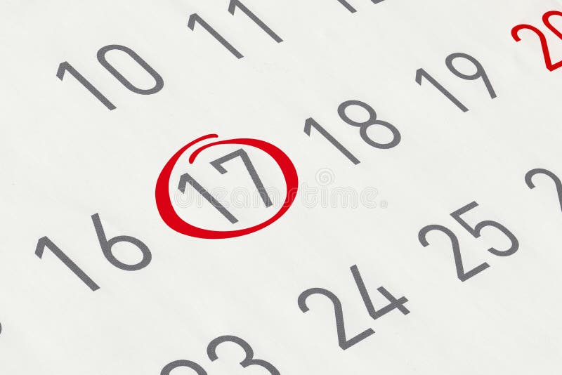 Merk de datum nummer 17 stock foto. Image of termijn - 88118460