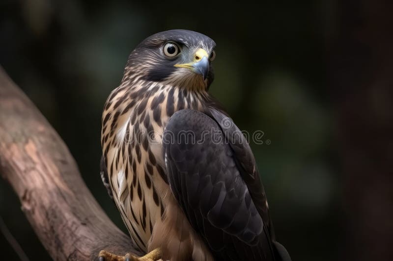 A Merlin Bird of Prey on a Branch in Close Up Created with Generative ...