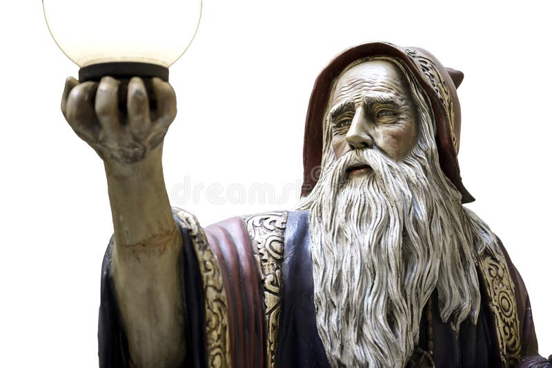 Merlin Statue Spell Medieval Druid Stock Photo - Image of holding ...