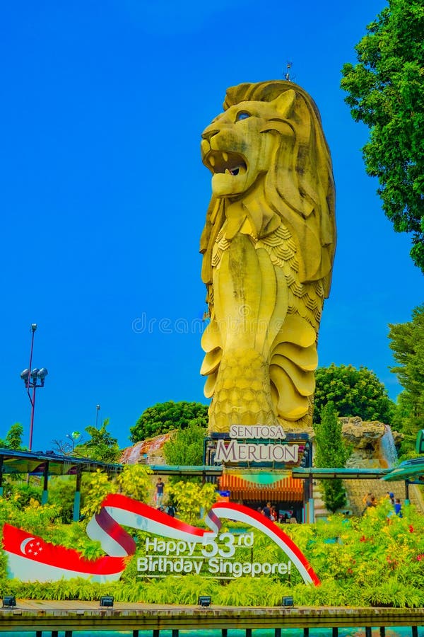 Merlion on Sentosa editorial photo. Image of merlion - 246786156