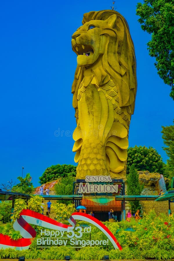 Merlion on Sentosa editorial stock image. Image of sentosa - 246786499