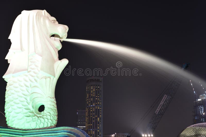 Merlion editorial image. Image of element, water, spraying - 61905155