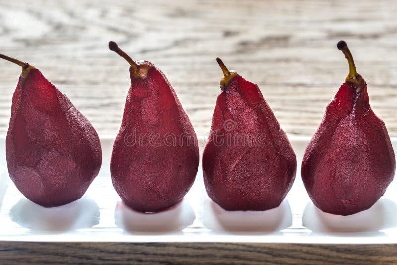 Merlot-poached Pears on the Plate Stock Photo - Image of merlot, plate ...