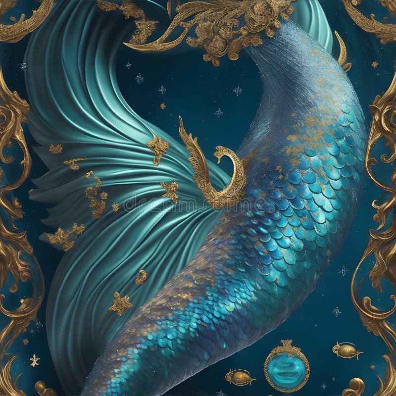 Mermaid Abstract Texture Background and Sea Stock Illustration ...