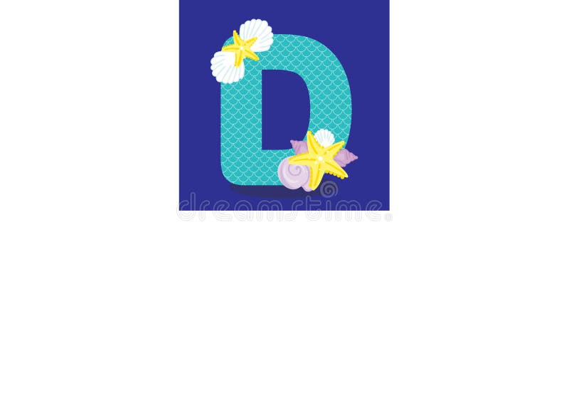 Mermaid alphabet D 04 stock vector. Illustration of vector - 197986306