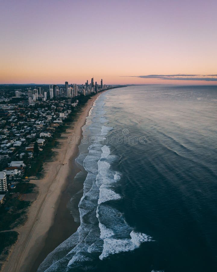 Mermaid Beach in Queensland Stock Image - Image of island, drone: 146881711
