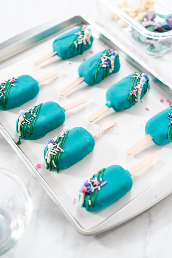 Mermaid cakesicles stock photo. Image of theme, cake - 259650658