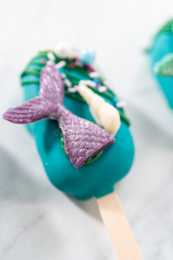 Mermaid cakesicles stock image. Image of pastry, theme - 281352245