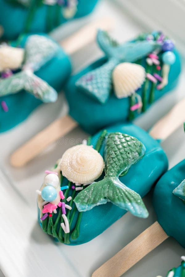 Mermaid cakesicles stock photo. Image of dessert, chocolate - 285919410