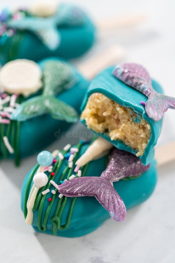 Mermaid cakesicles stock image. Image of chocolate, pastry - 259652751