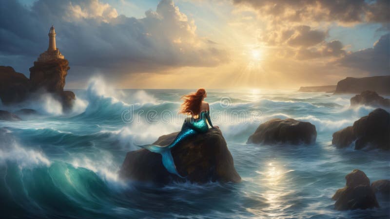 Mermaid Fantasy Illustration with Vibrant Colors and High Resolution ...