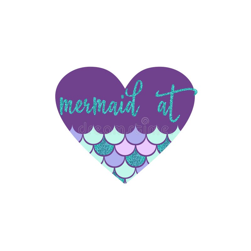 Mermaid at Heart with Turquoise Glitter Stock Vector - Illustration of ...