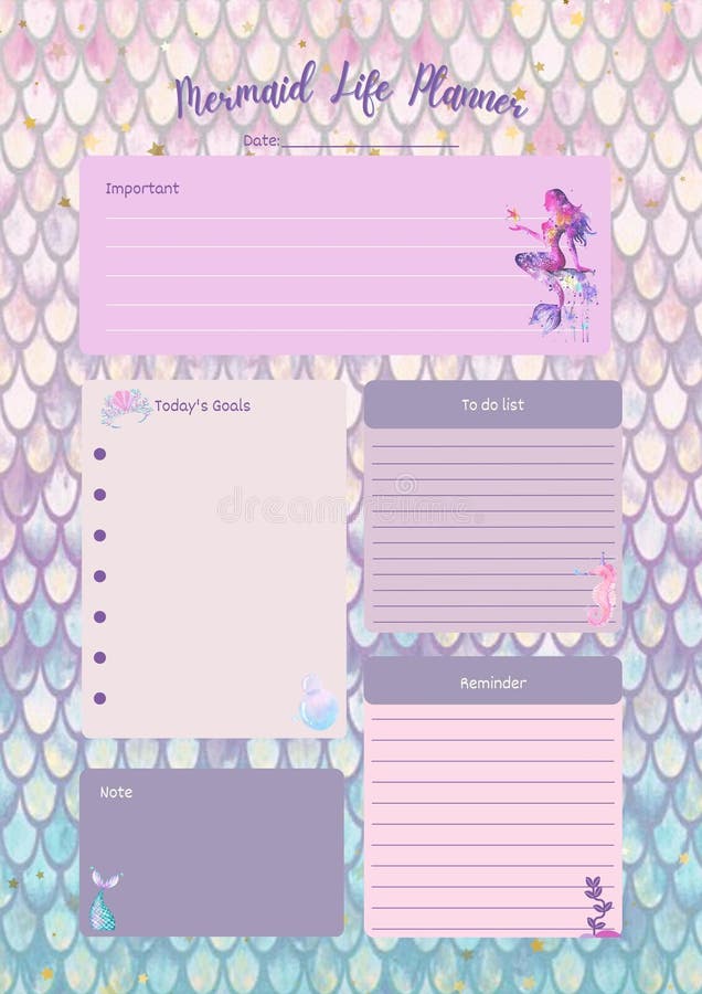 Mermaid Life Planner Digital Planning Insert Sheet Printable Page ...
