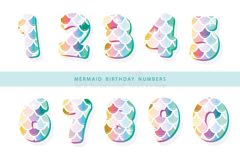 Mermaid Scale Numbers. for Girls Birthday Design Stock Vector ...