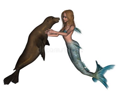Mermaid and Seal stock illustration. Illustration of marine - 4822616