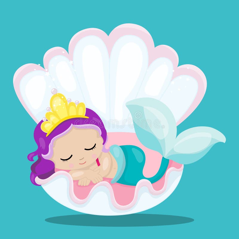 Mermaid in shell 05 stock vector. Illustration of vector - 197986441