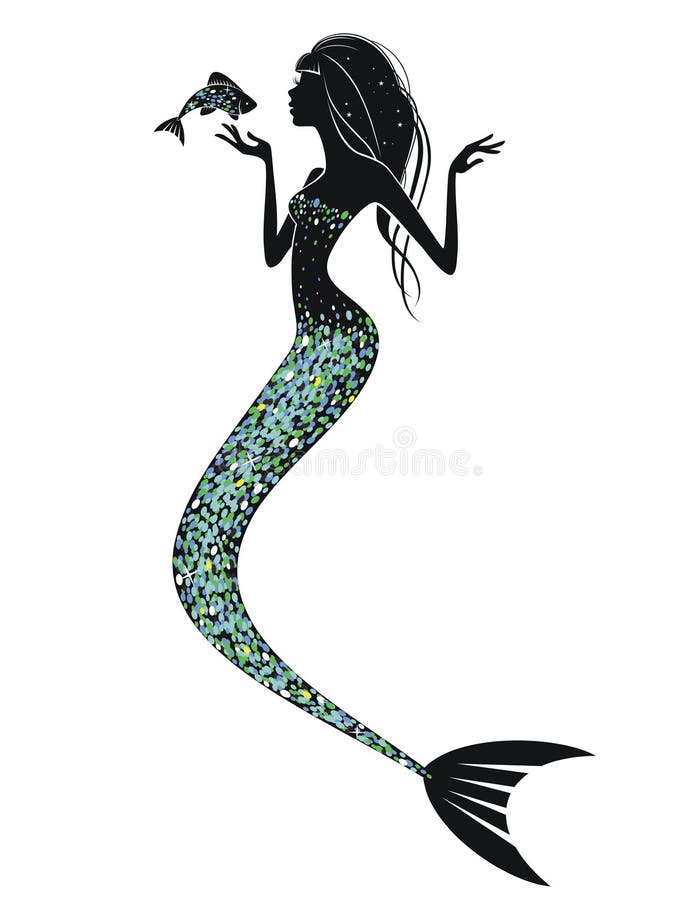 A mermaid silhouette stock vector. Illustration of isolated - 33854371