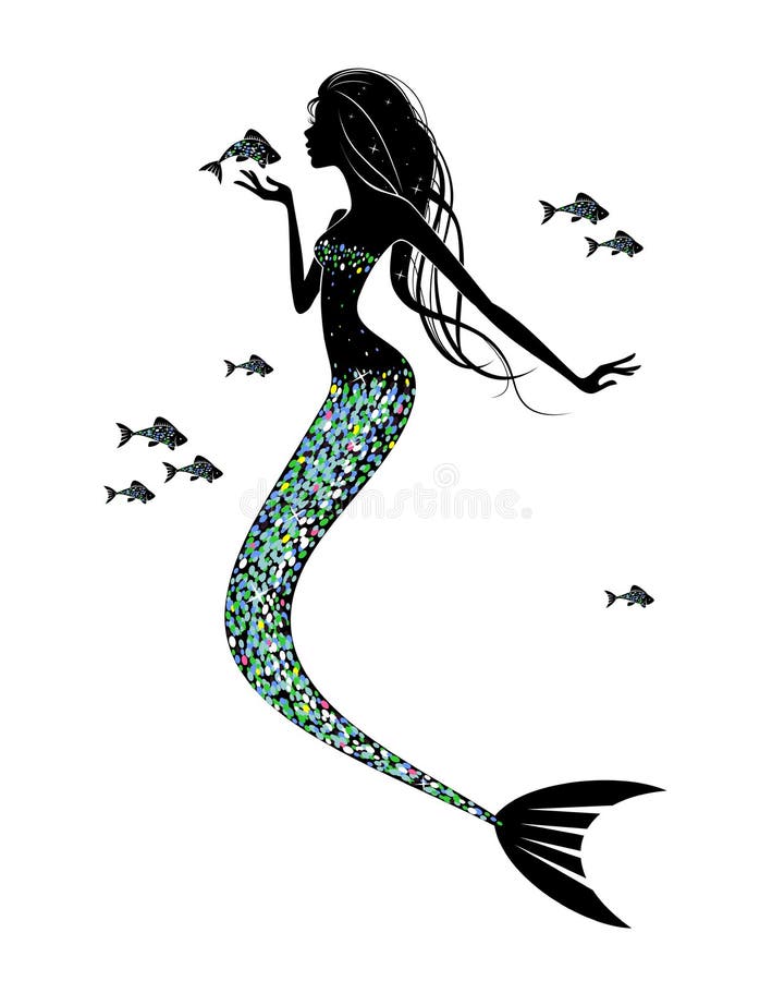 A mermaid silhouette stock vector. Illustration of isolated - 33854371