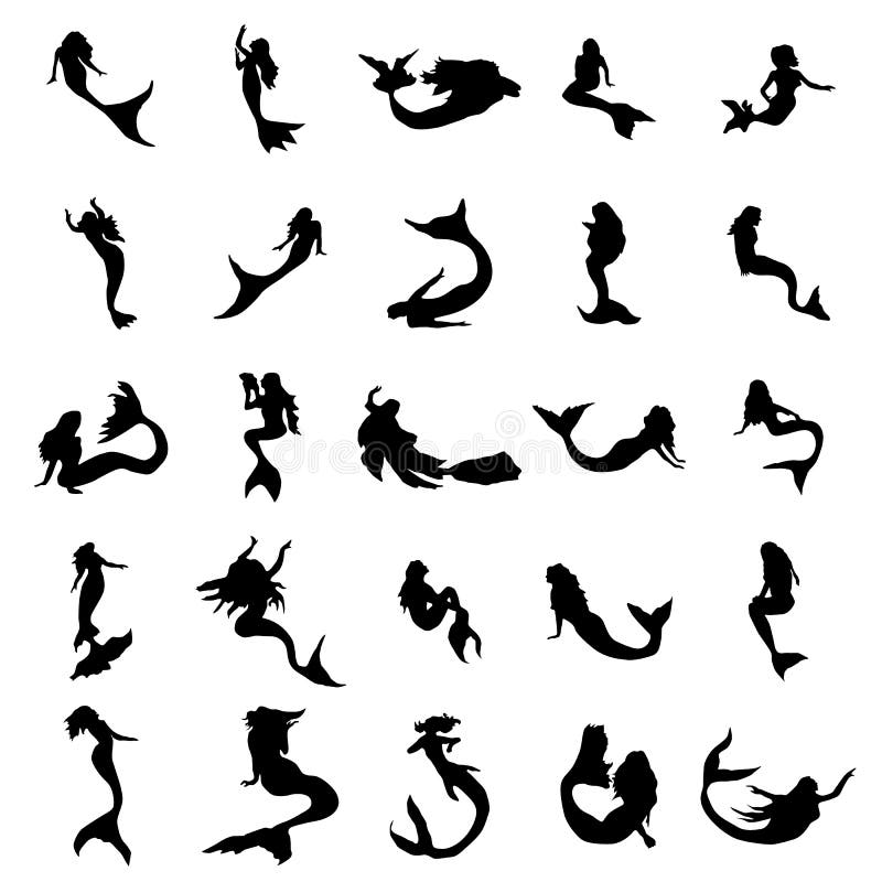 Mermaid silhouettes set stock vector. Illustration of people - 63153047