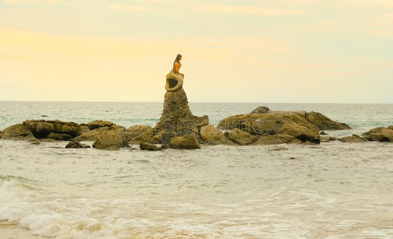 Mermaid Statue on the Beach Stock Image - Image of sign, city: 58292919