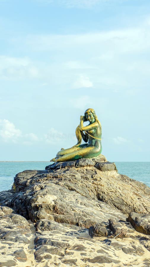 Mermaid Statues on the Beach Stock Photo - Image of mythology, samila ...