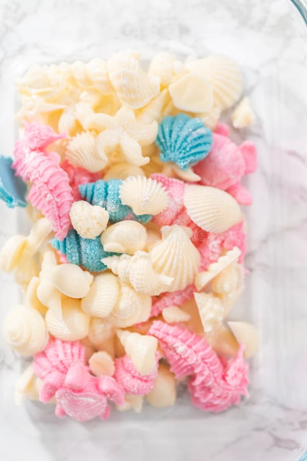 Mermaid Themed 3 Layer Vanilla Cake Stock Image - Image of seashell ...