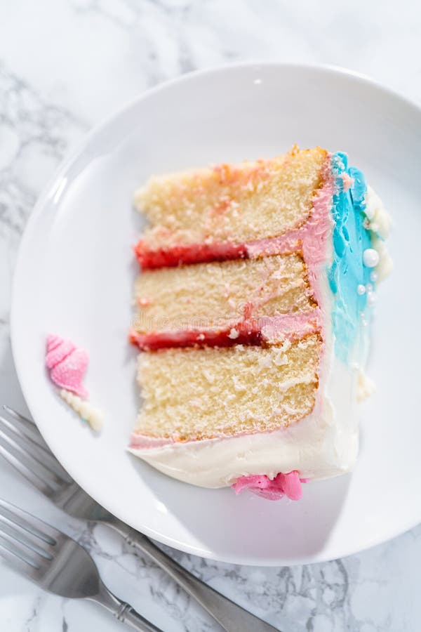 Mermaid Themed 3 Layer Vanilla Cake Stock Image - Image of shell, slice ...