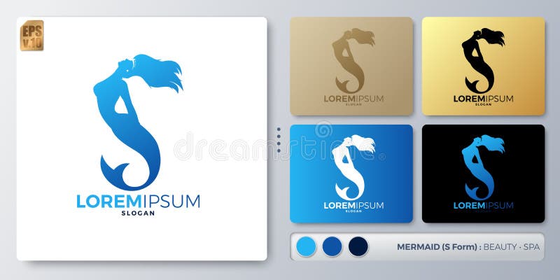 Mermaid Vector Illustration Minimal Logo Design. Blank Name for Insert ...