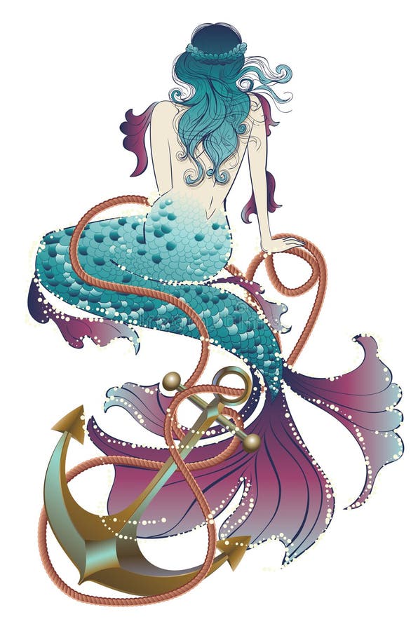 Mermaid view from a back stock vector. Illustration of mermaid - 156403483