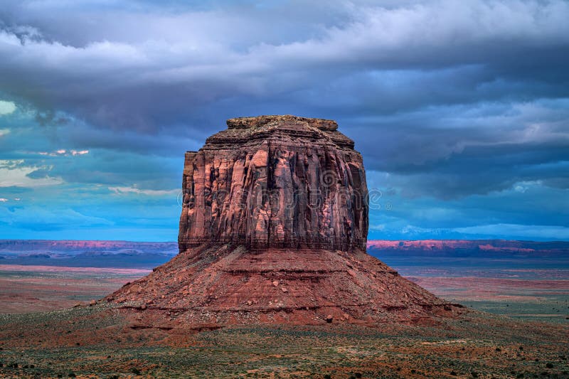 Merrick Butte in Monument Valley at Dusk Stock Photo - Image of cloudy ...