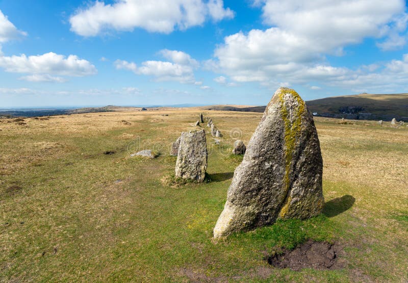 Merrivale Stone Rows & Circles -Devon Uk Stock Photo - Image of ruins ...