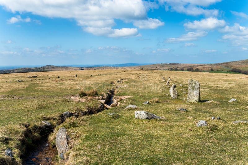 Merrivale Stone Rows & Circles -Devon Uk Stock Photo - Image of ruins ...