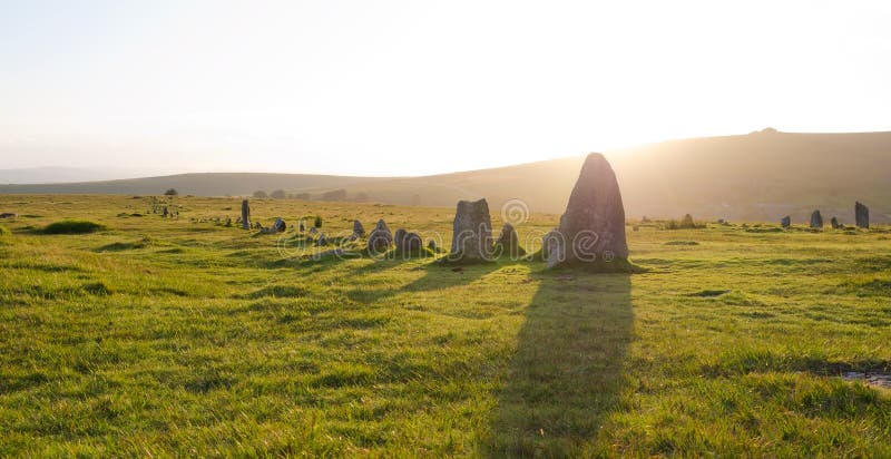 Merrivale Stone Rows & Circles -Devon Uk Stock Photo - Image of ruins ...